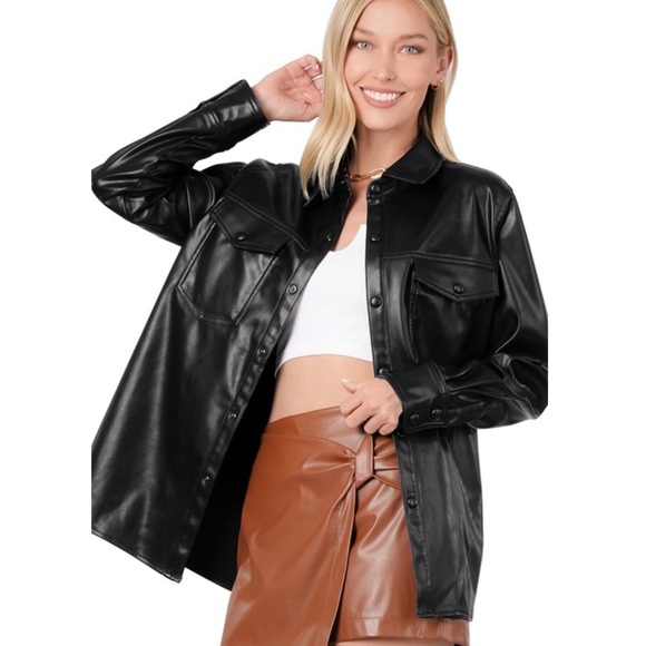 Jackets & Coats | Oversized Faux Leather Shacket | Poshmark
